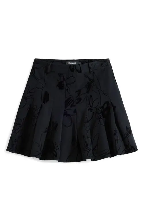 Desigual Floral Embroidered Pleated Mini Skirt