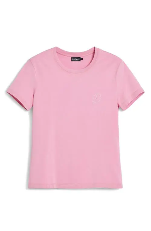 Desigual Rhinestone Embellished Cotton T-shirt - Pink