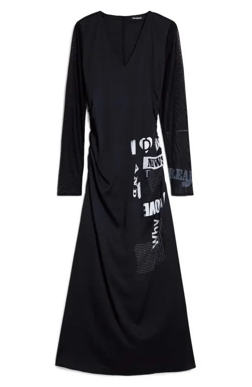red dress with black tights and boots Desigual Monaco Combined Midi Dress  LanaBerg