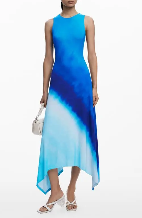 Desigual Ombré Print Sleeveless Asymmetric Maxi Dress