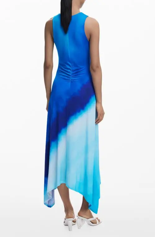 Desigual Ombré Print Sleeveless Asymmetric Maxi Dress