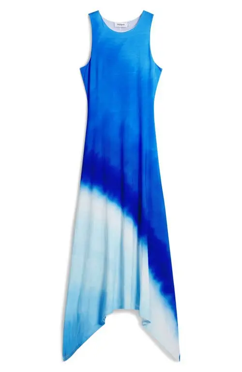 Desigual Ombré Print Sleeveless Asymmetric Maxi Dress