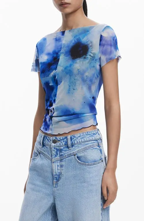Desigual Boat Neck Mesh T-shirt