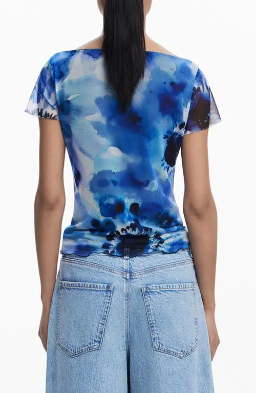 Desigual Boat Neck Mesh T-shirt