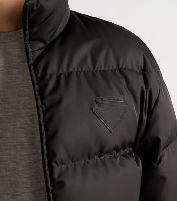 Prada Re-nylon Logo Puffer Jacket - Black