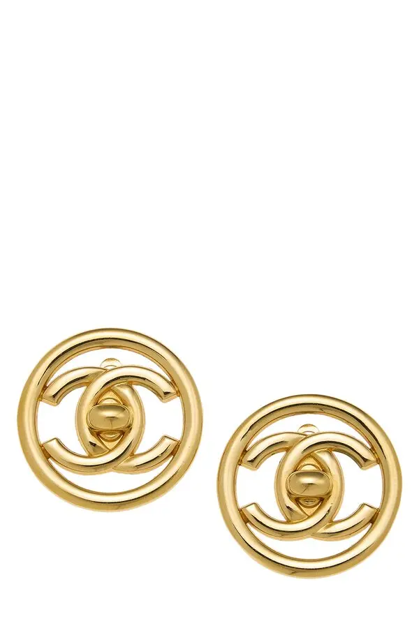 Chanel Cc' Turnlock Motif Earrings - Gold
