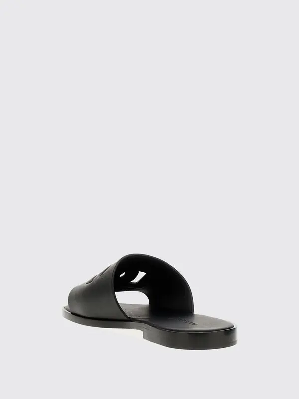 Dolce & Gabbana Embossed Logo Flat Sandals - Black