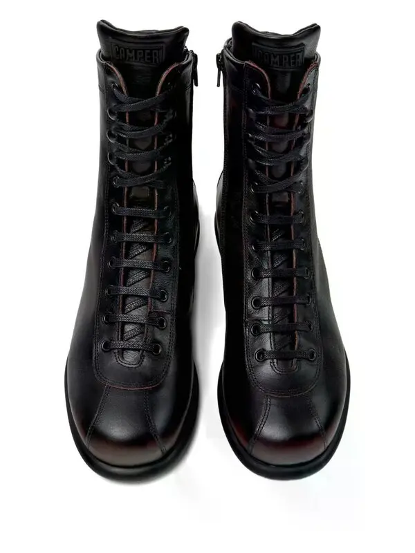 Camper Pelotas Ariel Lace-up Leather Biker Boots - Red