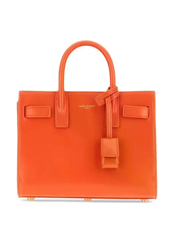 Saint Laurent Leather Tote Bag - Orange