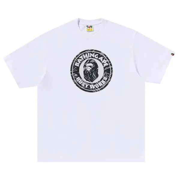 A BATHING APE Marbling Camo Busy Works Relaxed Fit Tee - White