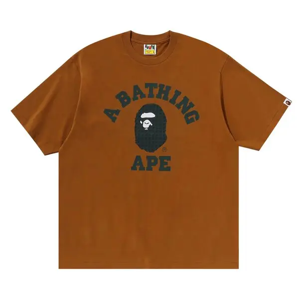 A BATHING APE Houndstooth College Relaxed Fit Tee - Brown