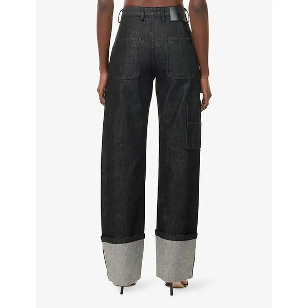 Entire Studios Cuff Straight-Leg Denim Jeans - Rawblack | Editorialist