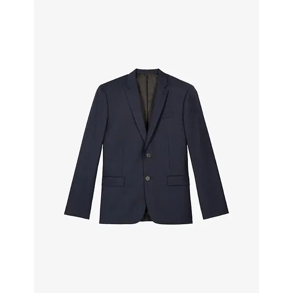 The Kooples Notch-lapel Slim-fit Wool Blazer - Navy