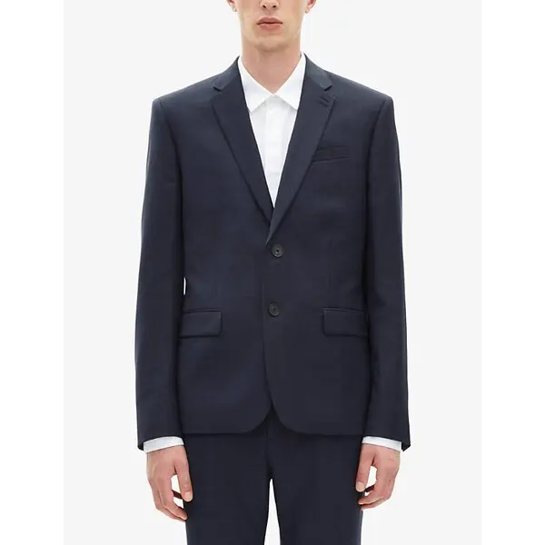 The Kooples Notch-lapel Slim-fit Wool Blazer - Navy