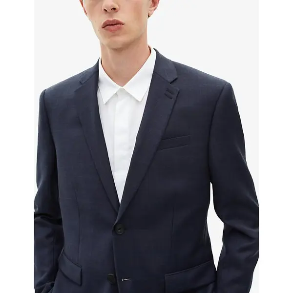 The Kooples Notch-lapel Slim-fit Wool Blazer - Navy