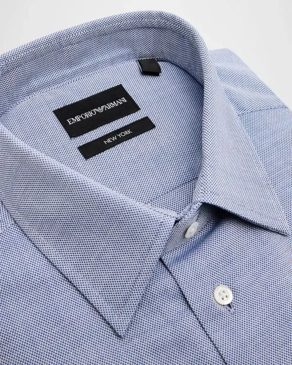 Emporio Armani Apos;s Cotton Micro-texture Point Collar Dress Shirt