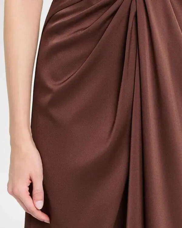 Aidan Mattox Sleeveless Pleated Twist-front Midi Dress - Espresso