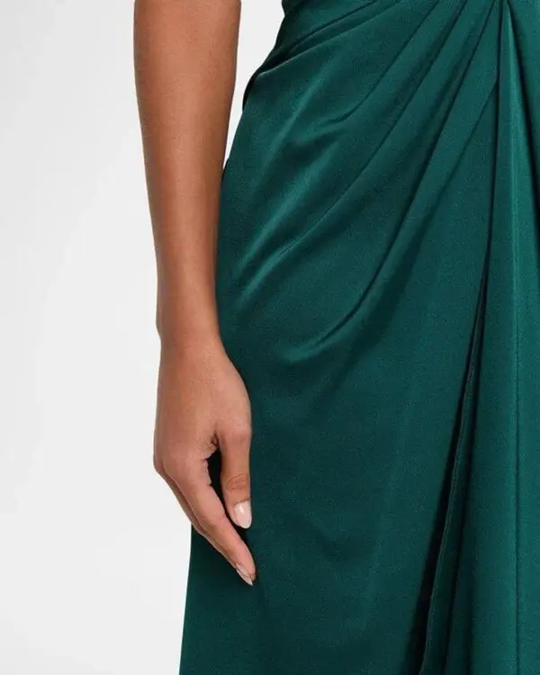 Aidan Mattox Sleeveless Pleated Twist-front Midi Dress - Forest