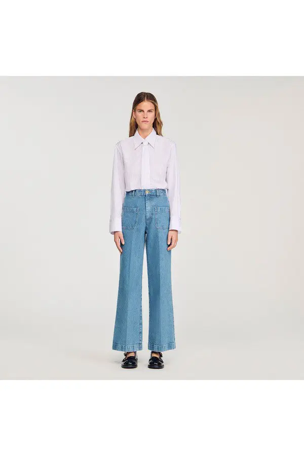 Sandro Wide-leg High-rise Jeans - Blue