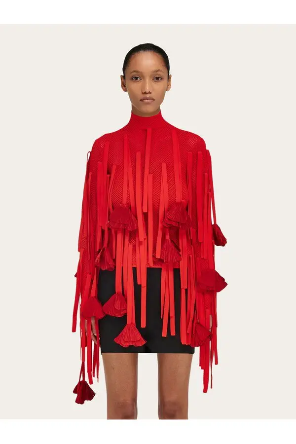 FERRAGAMO Mesh Top With Floral Detail