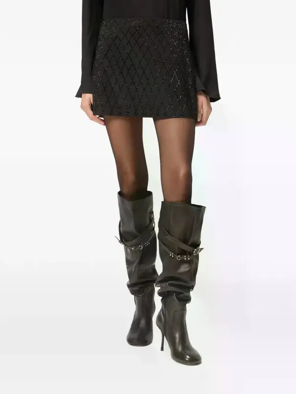 Pinko Rhinestone-embellished Fitted Skirt