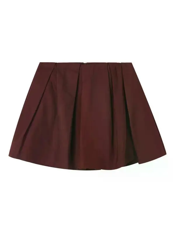 SHUSHU/TONG Cotton Mini Pleated A-line Skirt - Brown