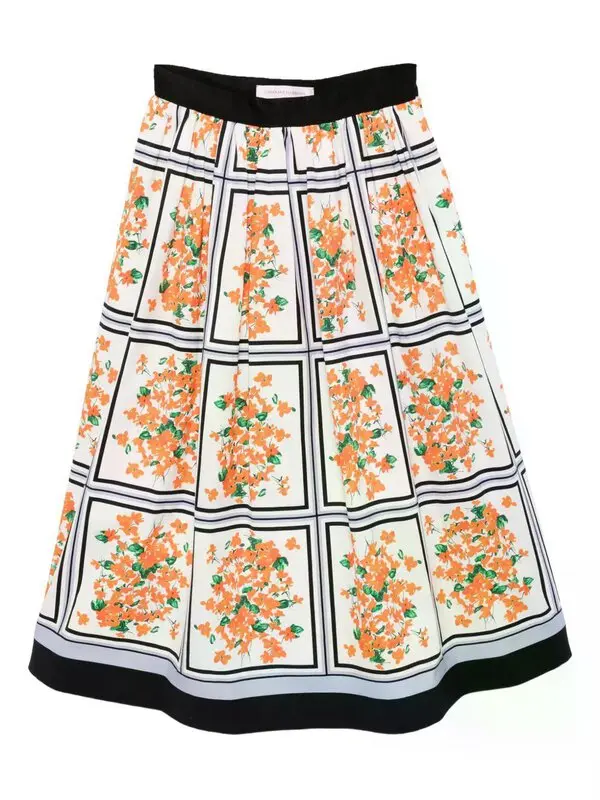 Carolina Herrera Floral-print Midi Skirt - White