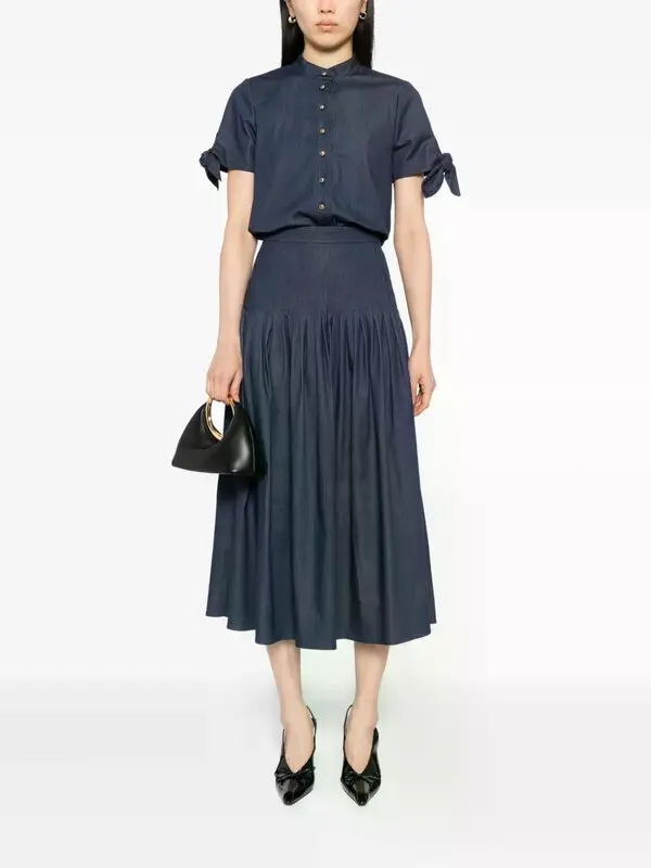 Carolina Herrera Pleated Denim Skirt