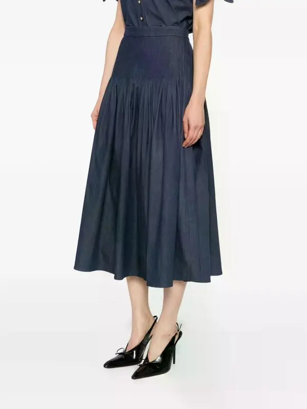 Carolina Herrera Pleated Denim Skirt