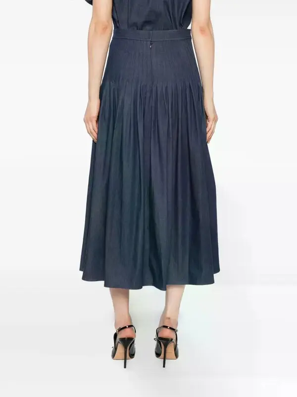 Carolina Herrera Pleated Denim Skirt