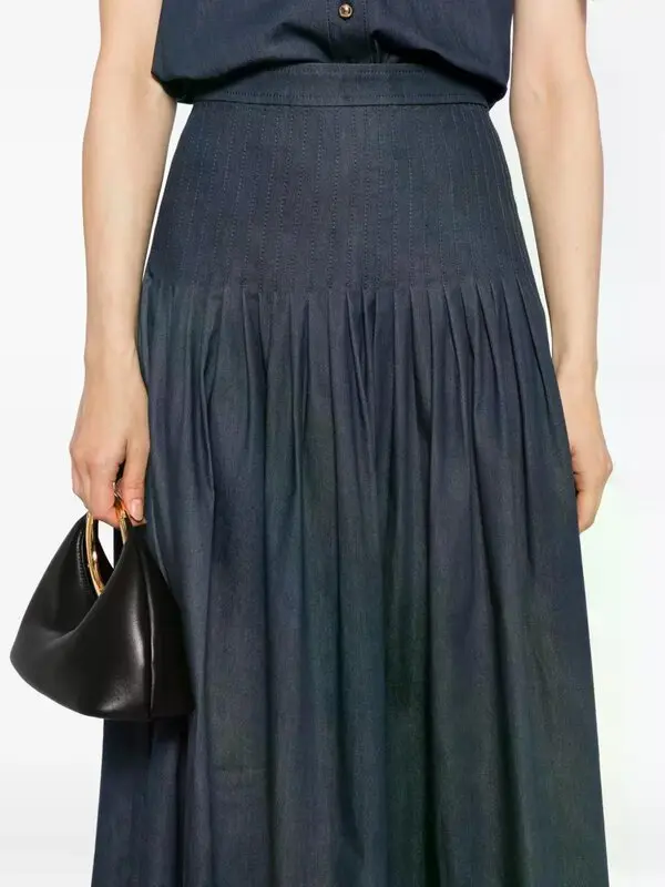 Carolina Herrera Pleated Denim Skirt