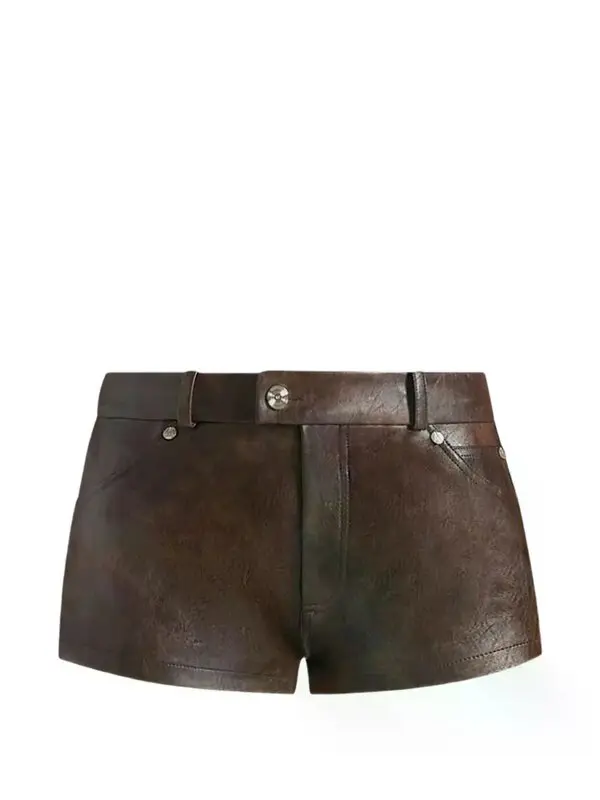 Manière De Voir Maniere De Voir Leather Mini Shorts - Brown