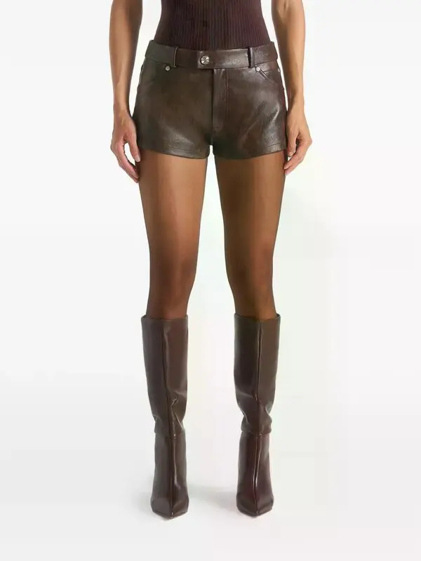 Manière De Voir Maniere De Voir Leather Mini Shorts - Brown