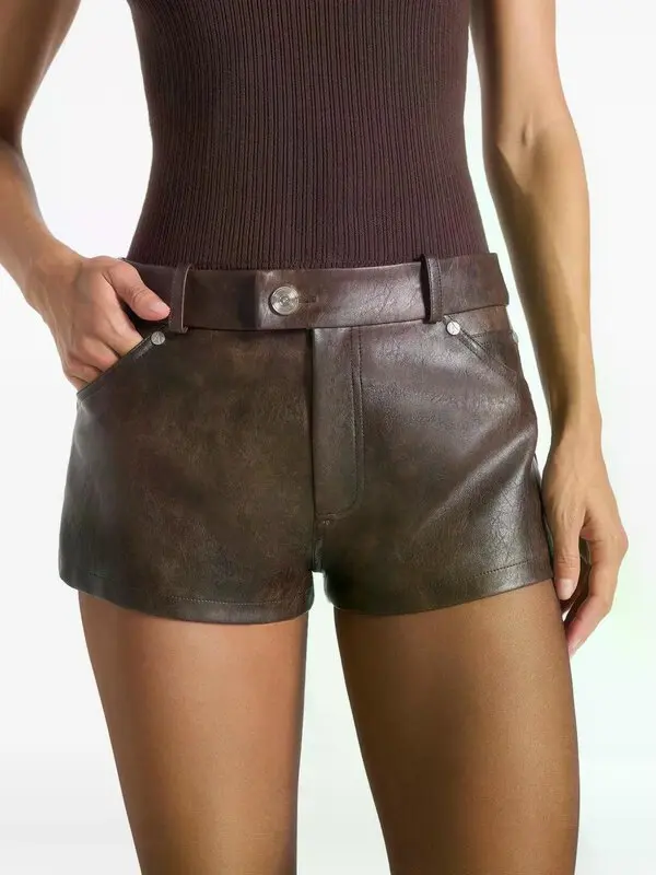 Manière De Voir Maniere De Voir Leather Mini Shorts - Brown