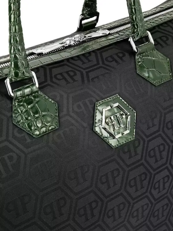 Philipp Plein Logo-pattern Luggage With Crocodile Trim