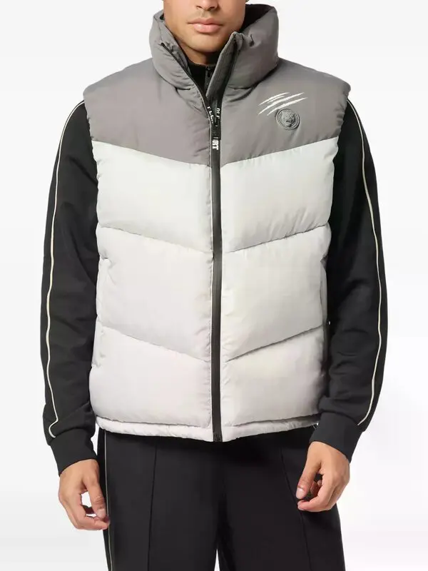 PLEIN SPORT Quilted Logo Gilet - Grey