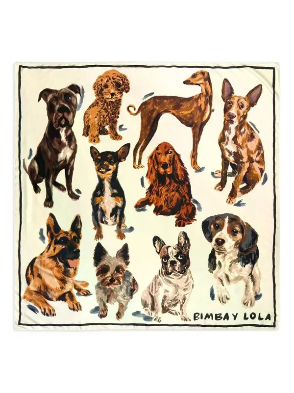 Bimba Y Lola Dog-print Scarf - Neutrals