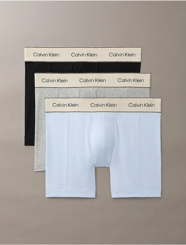 Calvin Klein Heritage Cotton Stretch 3-pack Boxer Brief - Black/grey Heather/breezy Blue