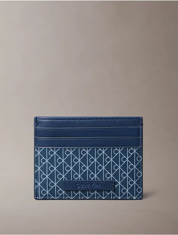Calvin Klein Allover Emblem Logo Card Case - Denim Blue
