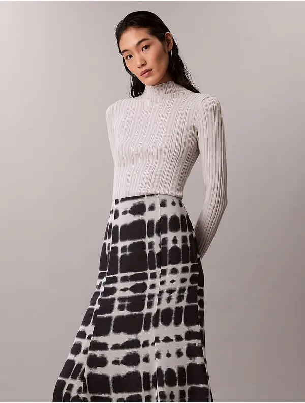 Calvin Klein Printed Flared Midi Skirt