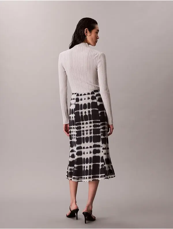 Calvin Klein Printed Flared Midi Skirt