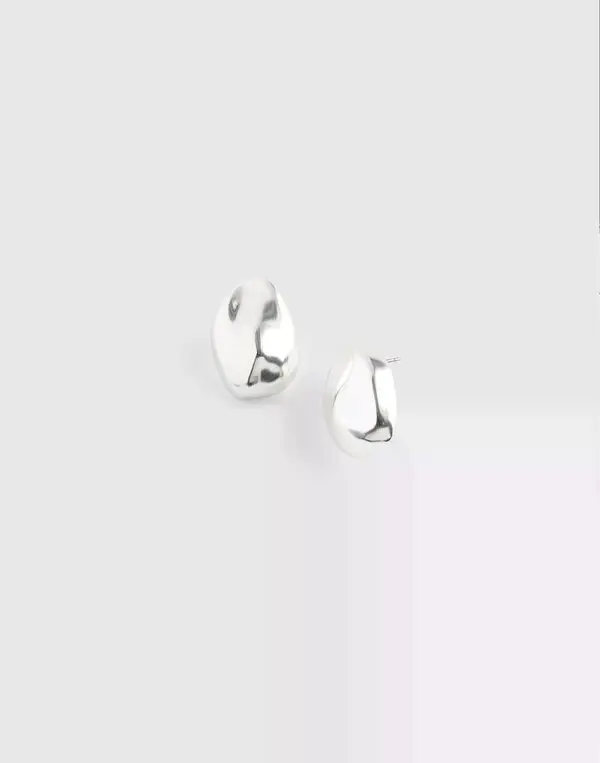 Madewell Organic Droplet Statement Stud Earrings - Light Silver Ox