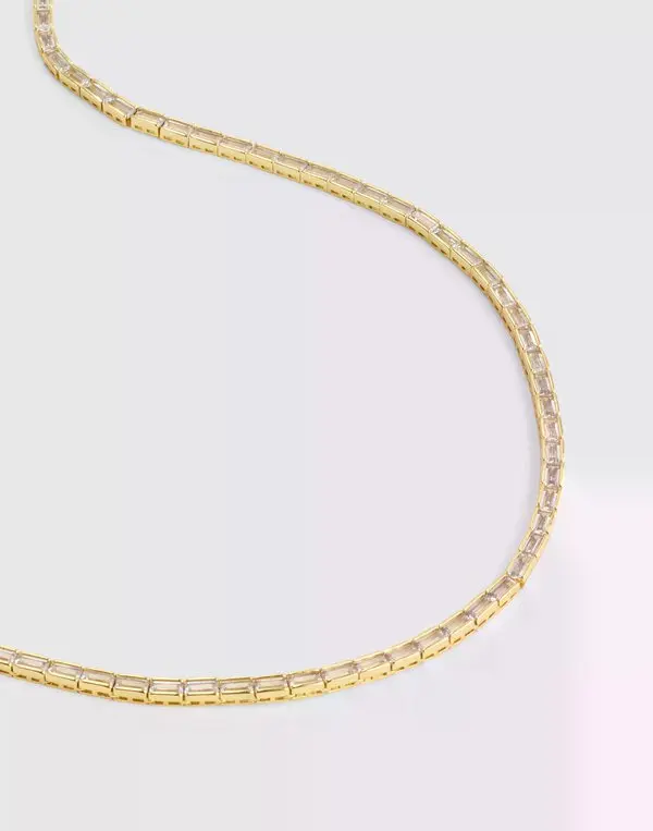 Madewell Baguette Crystal Tennis Necklace - Pale Gold