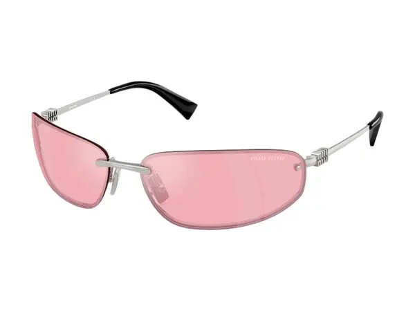 Miu Miu Logo Nocturne Sunglasses - Silver/pink/mirror Lilac (0mu A50s 1bc70j)