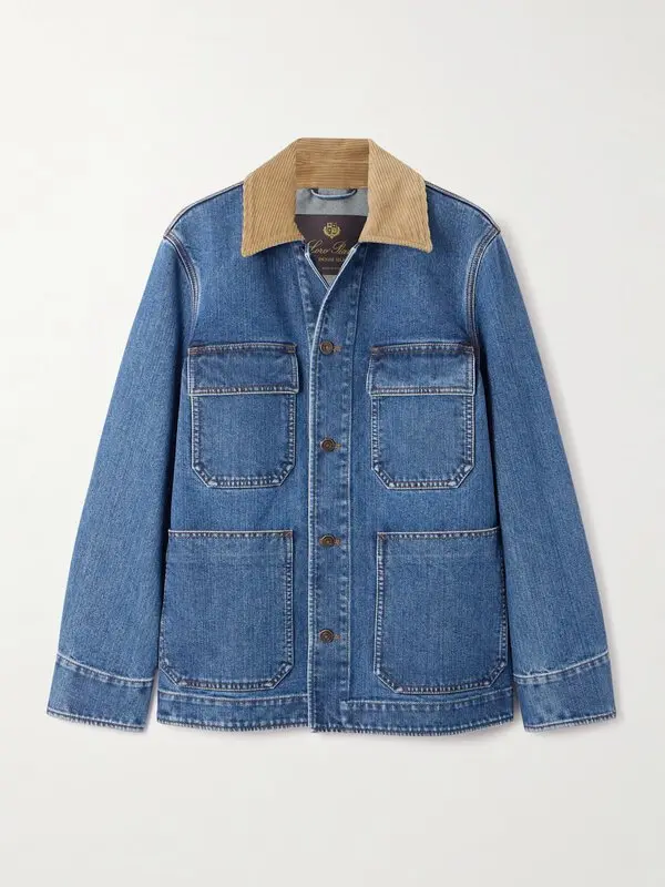 Loro Piana Dean Corduroy-trimmed Denim Jacket