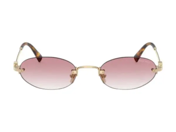 Miu Miu Oval Sunglasses - Pale Gold (0mu A54s Zvn70o)