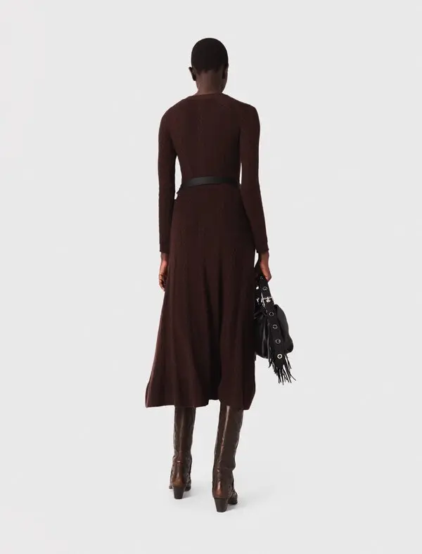 Maje Cable-knit Maxi Dress With Buttons