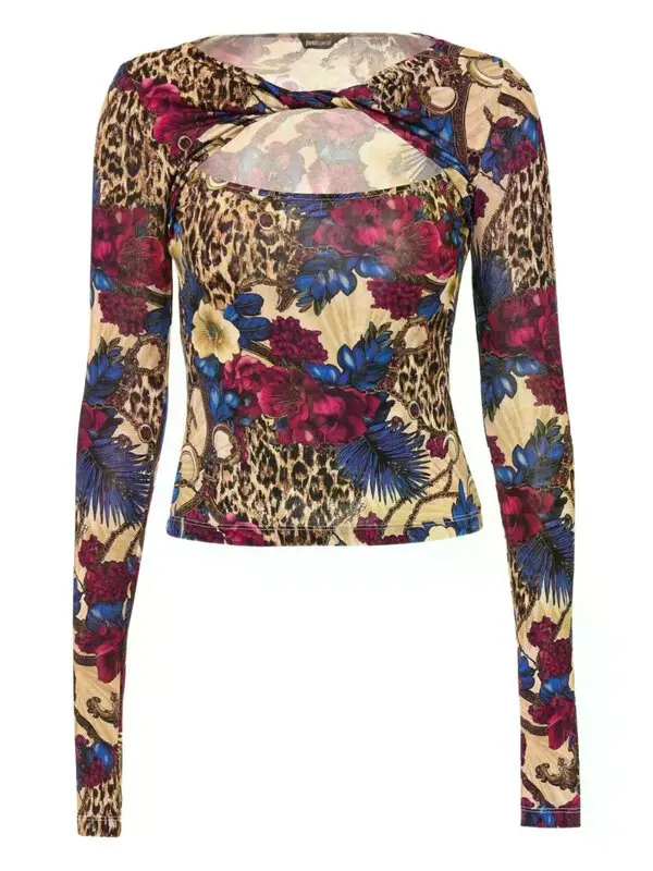 Just Cavalli Mix-print Keyhole Top - Multicolour