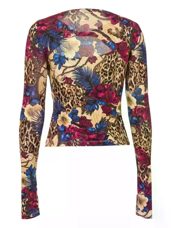 Just Cavalli Mix-print Keyhole Top