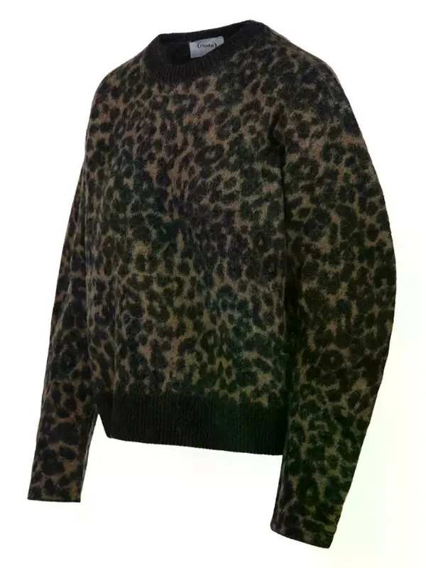 NUDE Leopard-print Balloon Sleeve Sweater - Green